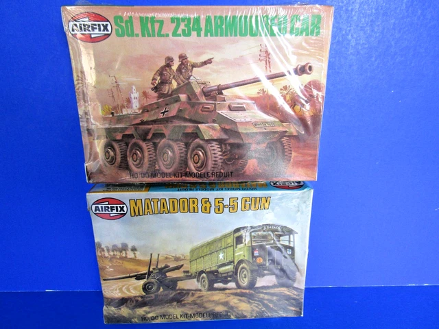 VINTAGE AIRFIX HO OO Sd.Kfz. 234 Armoured Car plus Matador WW2 model ...