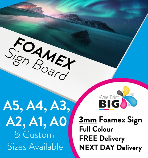 FOAMEX SIGN FOAM Board 3mm Printed Full Colour Rigid Plastic Board £10. ...