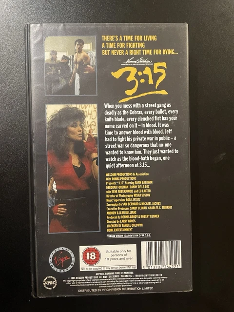 3:15 A TIME For Dying (VHS) 1986 Adam Baldwin, Deborah Foreman Vintage ...