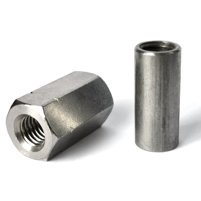 VERBINDUNGSMUTTERN SECHSKANT A2 Edelstahl DIN 6334 Langmuttern Gewindemuffen V2A EUR 13,69 ...