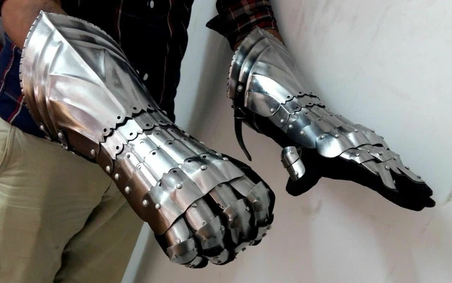 MEDIEVAL WARRIOR METAL Gothic Knight Style Gauntlets Functional Gloves ...