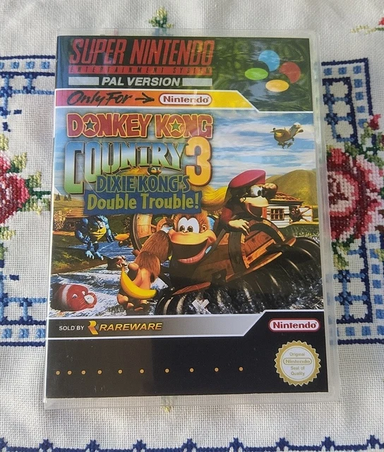 RAREWARE SUPER NINTENDO Pal Donkey Kong Country 3 Dixie Kong's Double ...
