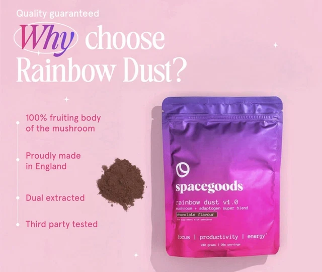SPACEGOODS RAINBOW DUST v1.0 Chocolate Flavour Mushroom + Adaptogen ...