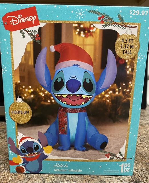 DISNEY STITCH SANTA Hat Christmas Gemmy Airblown Inflatable Yard Decor ...