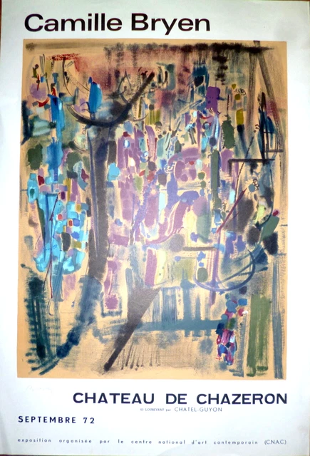 BRYEN CAMILLE AFFICHE Lithographie signée 1972 art abstrait abstraction ...