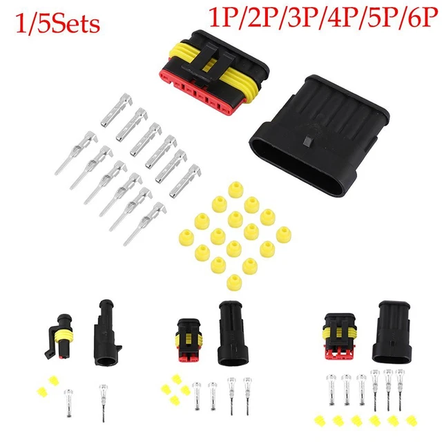 WATERPROOF CONNECTORS ELECTRICAL Wire Male and Female Plug 1P 2P 3P 4P 5P 6P EUR 3,74 - PicClick FR