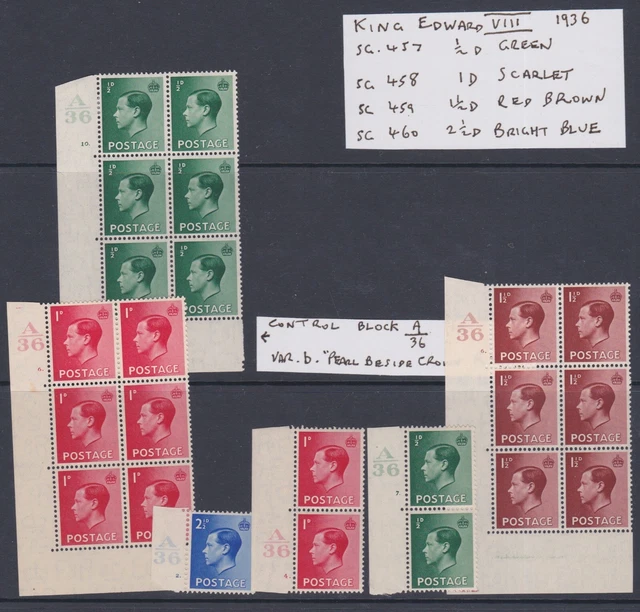 GB STAMPS KING Edward Viii Control Blocks Of 6 Mounted Mint £0.99 ...