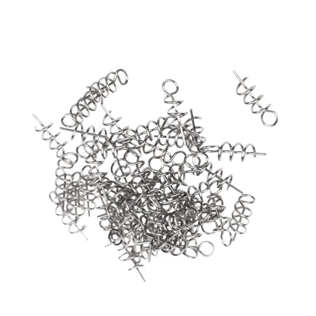 50/PACK FISHING HOOK Pin Fishing Screw Needle Soft Worm Jig Bait Fixed ...