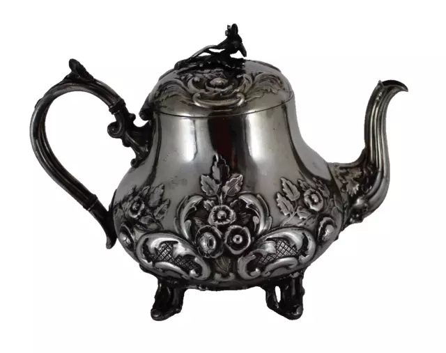 JAMES DIXON & Sons Britannia Metal Electroplated Gourd Shape Teapot co ...