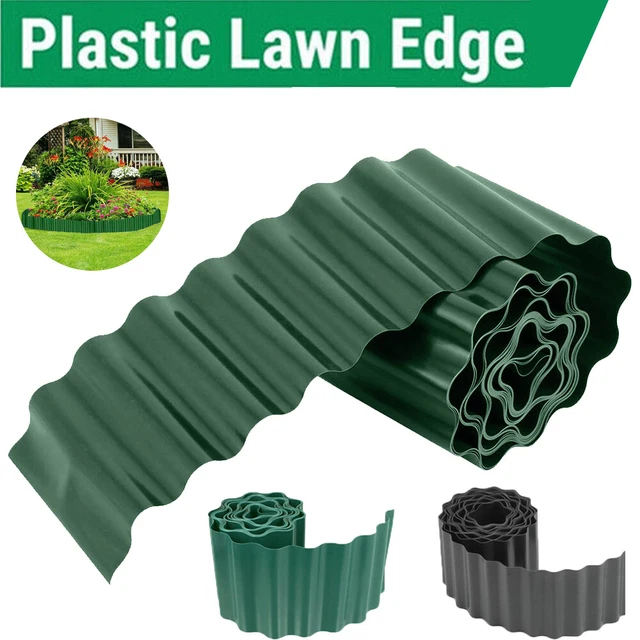 PLASTIC GARDEN EDGING Green Lawn Border Support Grass Landscape Edge ...