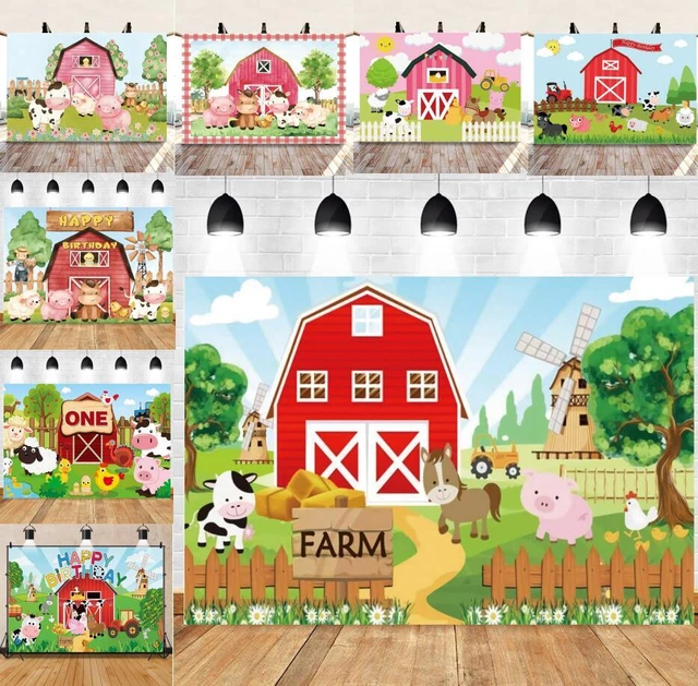 FARM ANIMAL BABY Shower Birthday Decorations Backdrop Background Party ...