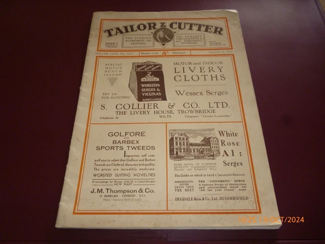 TAILOR & CUTTER Authority On Clothes & Tailoring Journal Aug 1932 *Rare ...