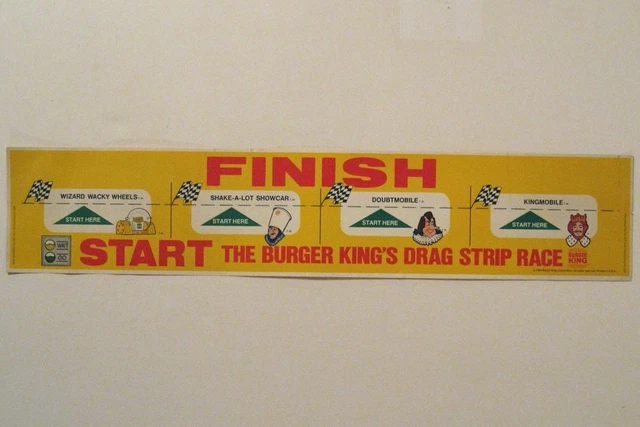 RARE VINTAGE 1980 Burger King DRAG STRIP RACE Track! START/FINISH LINE ...