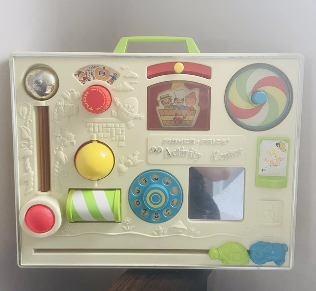 VINTAGE FISHER PRICE Activity Centre Cot Toy Back Attachment Baby ...