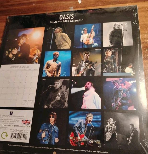 OASIS UNOFFICIAL 2025 16 Month Calendar New & Sealed £3.83 - PicClick UK