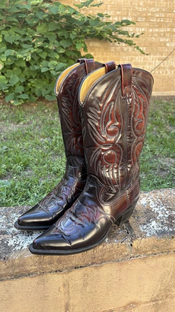 VINTAGE TEXAS BOOT Co Western Boots Oxblood Leather 10.5D Sniptoe £121. ...