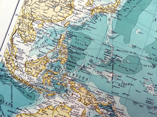 MAP OF PACIFIC Ocean Steamship Routes Shipping Lines Post WW1 Antique ...