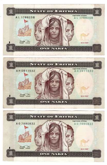 LOT OF THREE 1997 ERITREA ONE NAKFA NOTES - p1 XF $2.48 - PicClick CA