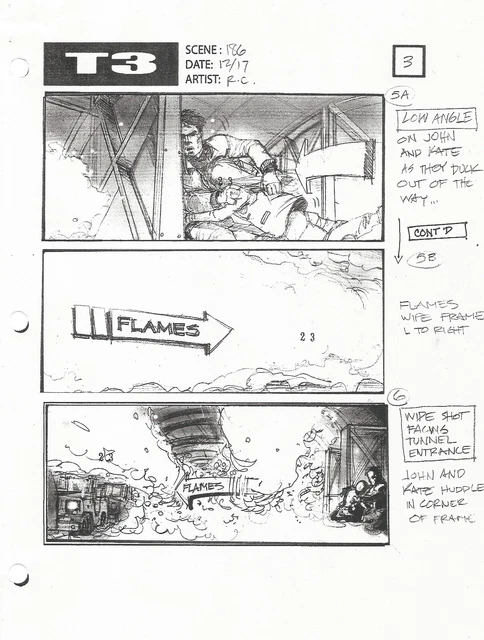 TERMINATOR 3 ORIGINAL production used T3 storyboards sheets scene 186 ...