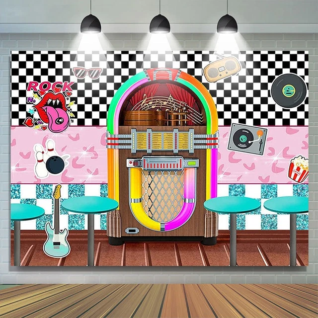 ROCK ROLL PARTY Back To 50's Sock Hop Birthday Party Backdrop $37.85 ...