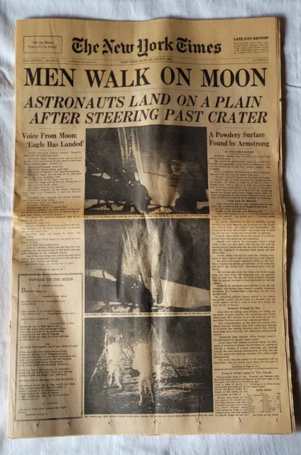 New York Times Newspaper Apollo 11 July 21 1969 Men Walk On The Moon