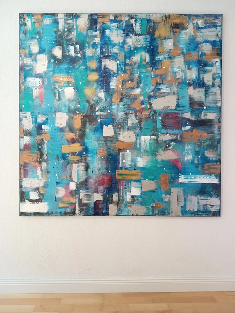 GEMÄLDE GROSS XXL Acryl auf Leinwand Künstler WEHL signiert blau Kunst Malerei EUR 2.700,00 ...