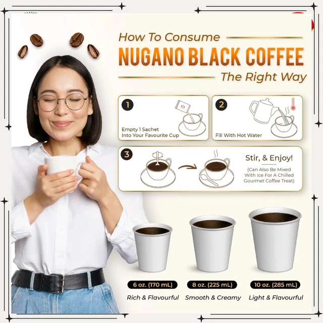 2 X NUGANO Ganoderma Premium Black Coffee Sugar-Free Reishi Mushroom 60 ...