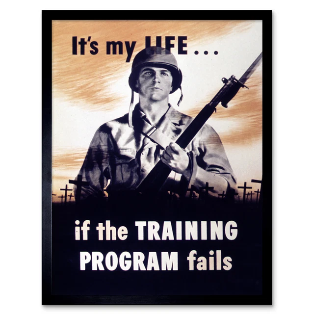 WAR WWII USA Training Program Soldier Poster Wall Art Print Framed ...