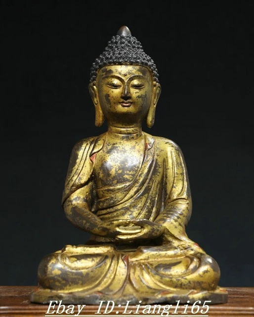 12& TIBET BUDDHISMUS Bronze Gilt Shakyamuni Sakyamuni Amitabha Buddha Statue EUR 280,00 ...
