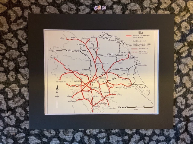 VINTAGE HISTORICAL MOUNTED Transport Map Of Yorkshire , £18.69 ...