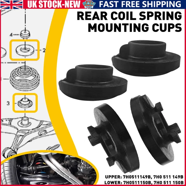PACK 4 REAR AXLE Upper Lower SPRING RUBBER MOUNTS FIT VW TRANSPORTER T5 ...