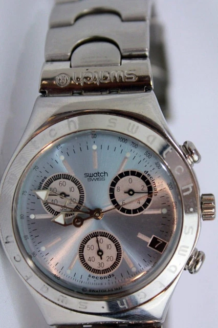 SWATCH IRONY CHRONO Watch Swiss Made Watch Age 1997 Light Blue Face ...