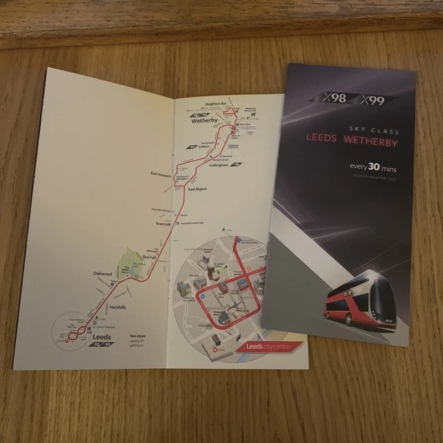 TRANSDEV HARROGATE BUS route X98/X99 classe Sky livret d'horaires ...