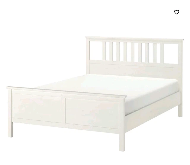 IKEA HEMNES WHITE Wooden Double Bed Frame Slatted 201 x 149 cm 102.638. ...