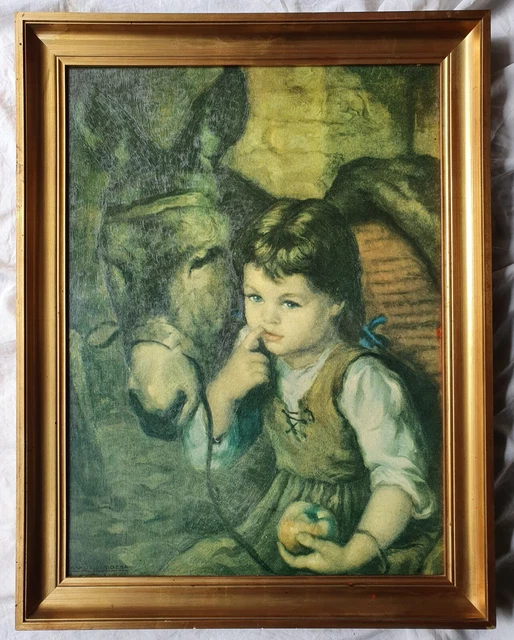 TABLEAU ANCIEN L'ENFANT et l'âne signé Francisco Ribera. EUR 19,00 ...