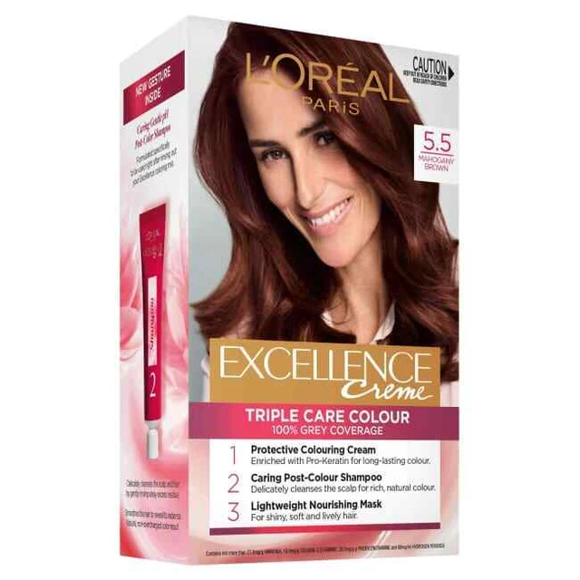 L'OREAL PARIS EXCELLENCE Creme Hair Colour 5.5 Mahogany Brown £12.61 ...
