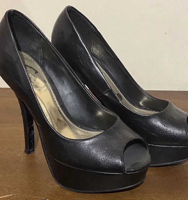 LADIES “KILLER HEELS” Black Stilleto Shoes With Platform Soles Size 4 £ ...