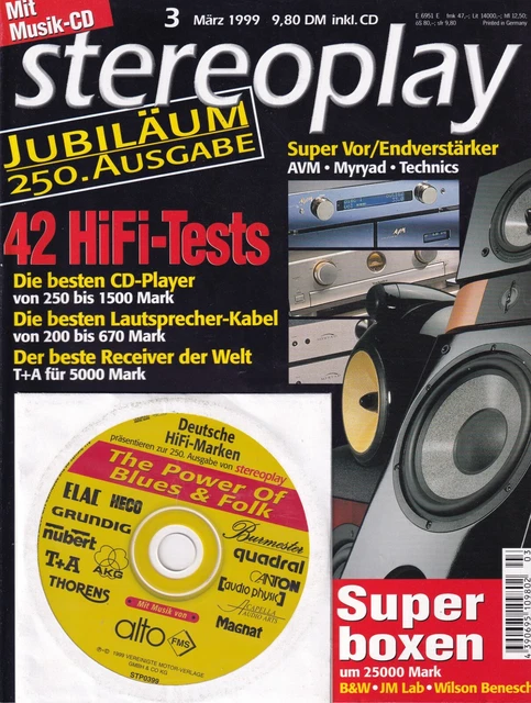 STEREOPLAY 3/1999 + CD - mit "music" CD-Magazin, und die 250. Jubiläums ...