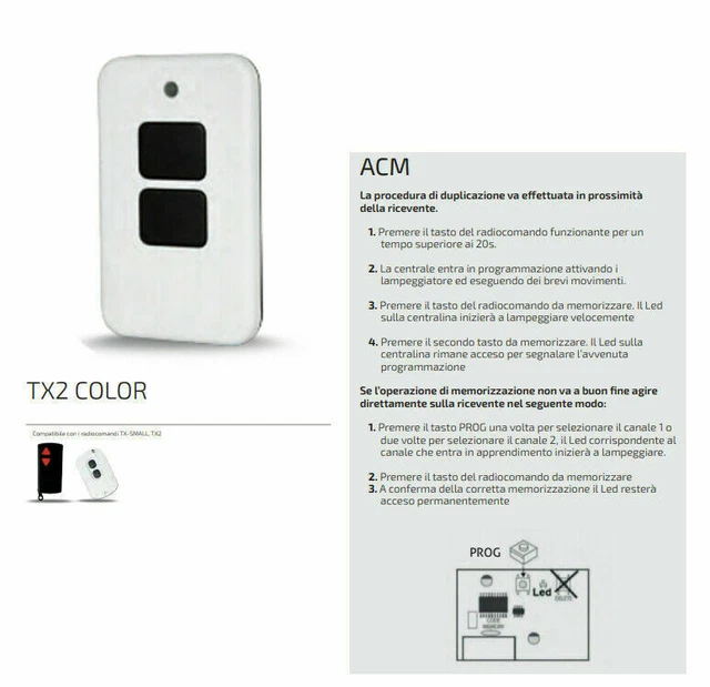 TÉLÉCOMMANDE ACM ÉMETTEUR Radiocommande Original Tx Petit TX4 TX2 Rideaux de Fer EUR 17,39 ...