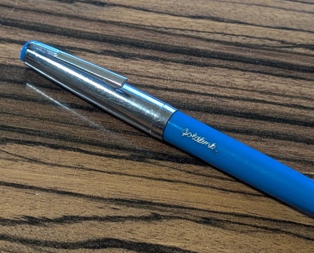SEHR SELTENER GOLDFINK Füllfederhalter Füller Kolbenfüller Blau Vintage ...