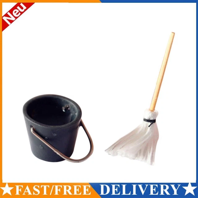 MINI MOP BUCKET Cleaning Tools Reusable Life Set Props for 1/12 Model ...