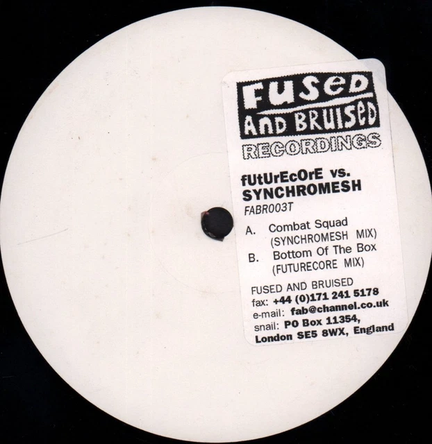 FUTURECORE VS SYNCHROMESH Combat Squad 12" vinyl UK Fused and Bruised 1996 info EUR 12,05 ...