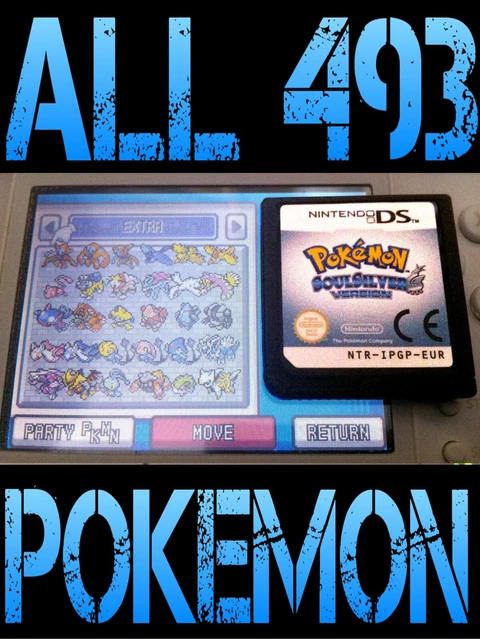 GENUINE POKEMON SOULSILVER Nintendo Ds + All 493 Pokemon Soul Silver ...