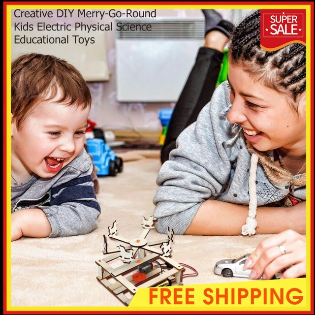 DIY WOODEN CAROUSEL Model Toy Battery Powered Safe for Intellectual ...