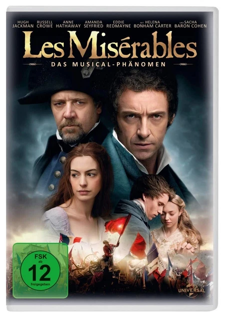 LES MISÉRABLES DVD Musical Film Hugh Jackman Russell Crowe Anne ...