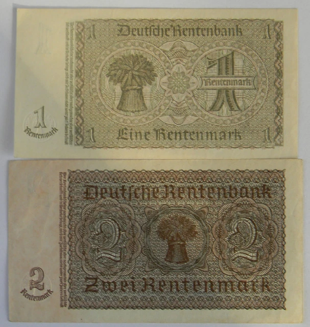 DR DEUTSCHE - EINE UND ZWEI RENTENMARK von 30. 11. 1937 EUR 2,00 ...