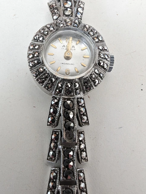 LADIES AVIA 17 Jewel Incabloc Marcasite mechanical watch £65.00 ...