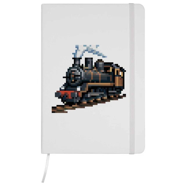 A5 'STEAM-POWERED LOCOMOTIVE Train Pixel Art ' White Ruled Notebook ...
