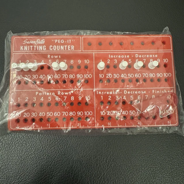 VINTAGE SUSAN BATES Peg It Knitting Counter w/ 9 Pegs Read $35.00 ...