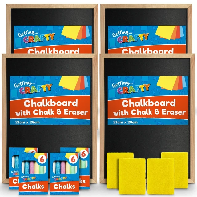 A4 CHILDRENS CHALKBOARD | Wooden Blackboard Chalk board Eraser Kids Art ...